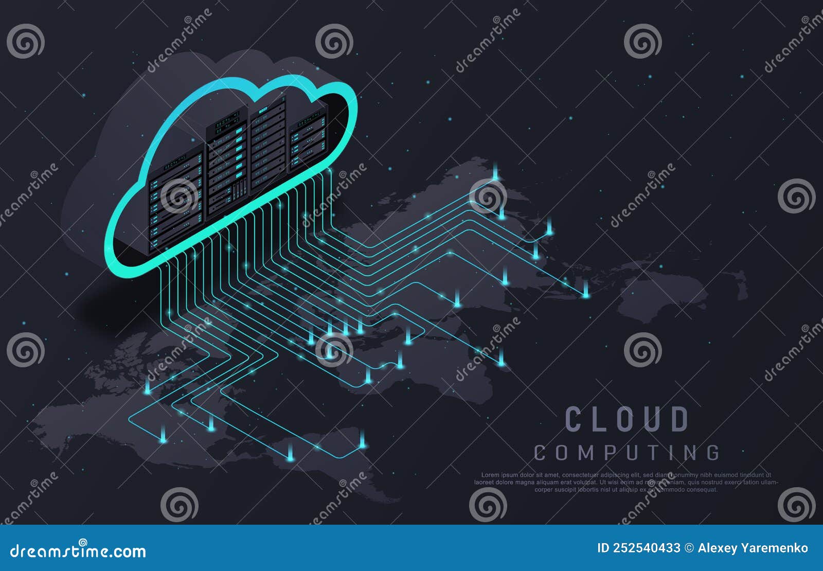 Cloud computing concept stock vector. Illustration of server - 252540433