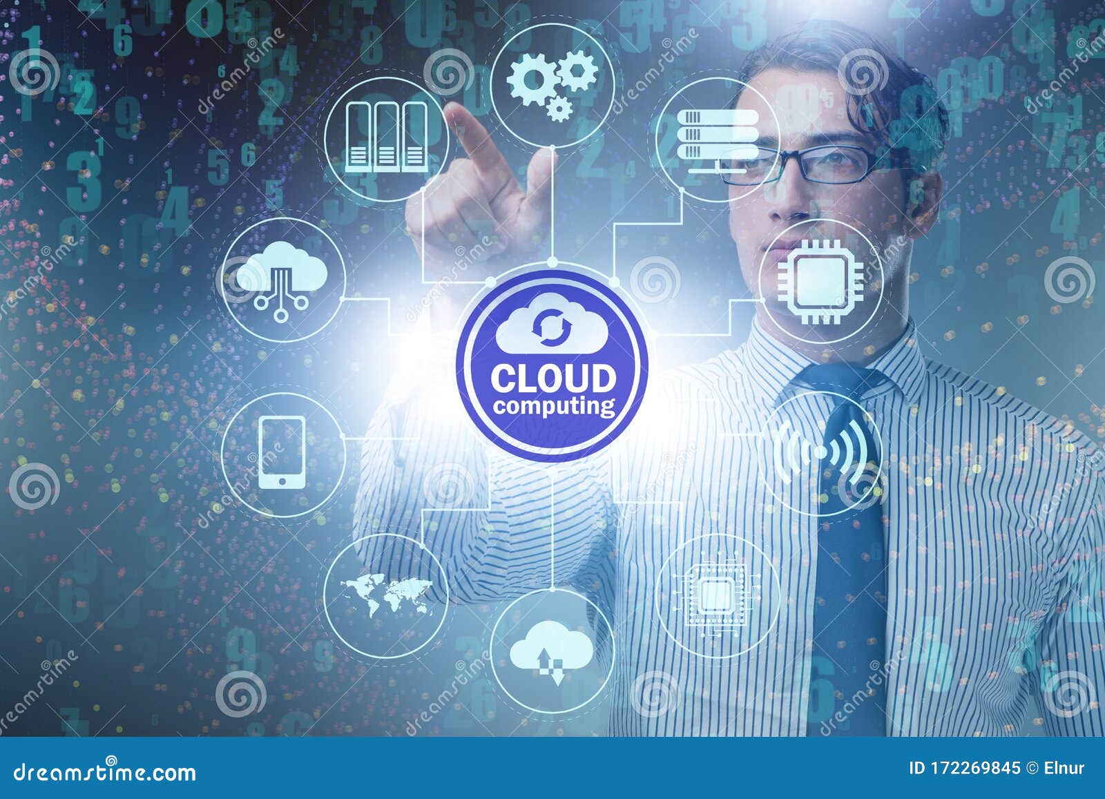 Cloud Computing Concept with Woman Pressing Buttons Stock Image - Image ...