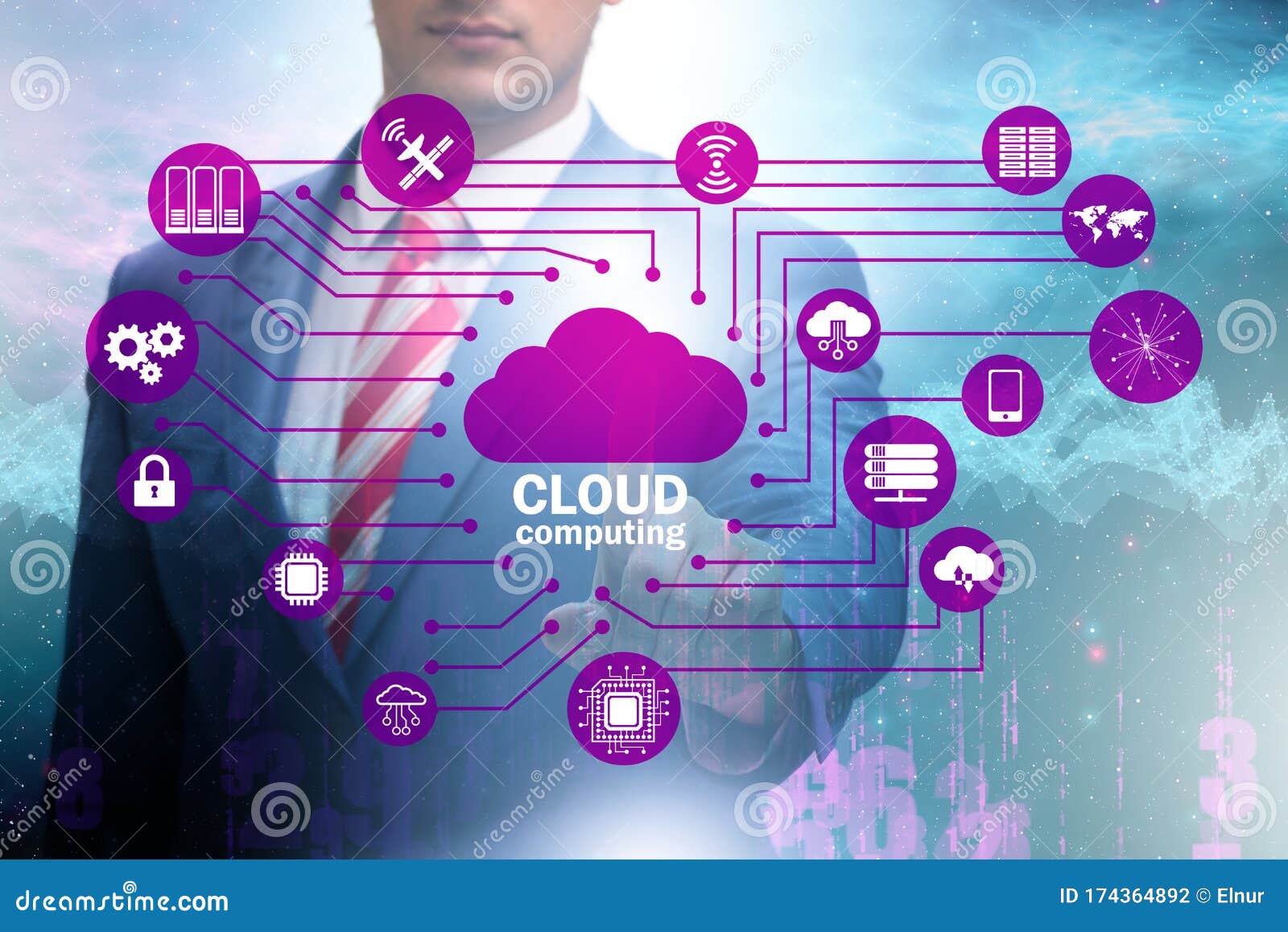Cloud Computing Concept with Woman Pressing Buttons Stock Photo - Image ...