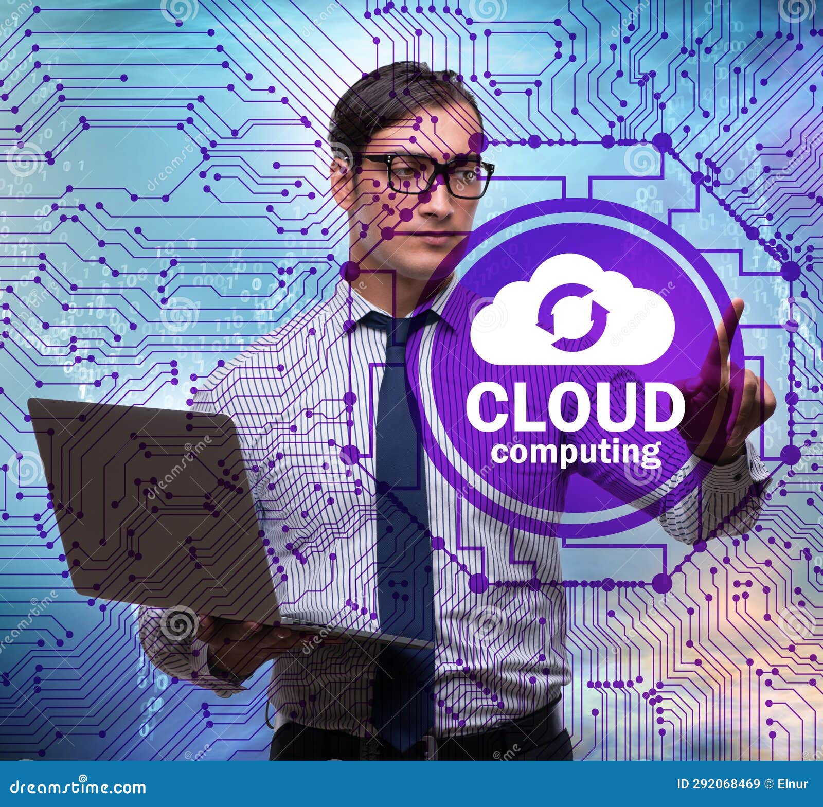 Cloud Computing Concept with Woman Pressing Buttons Stock Image - Image ...