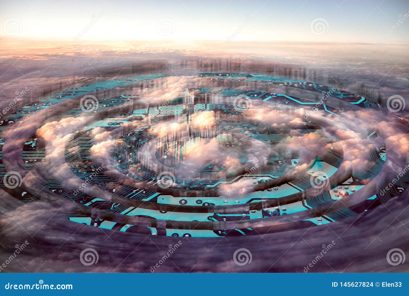 Cloud Computing Conceptual Collage Stock Photo - Image of cloud ...
