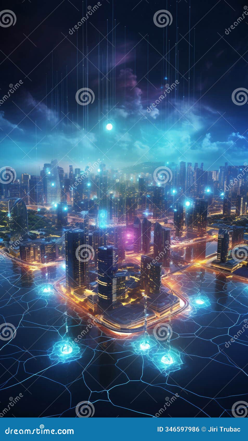 Cloud Computing or Connect Diagram Technology. Abstract Background of ...