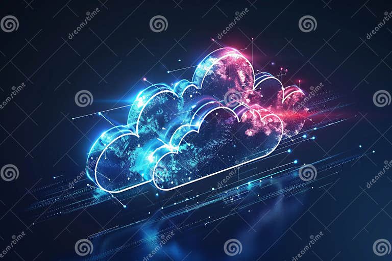 Cloud Computing Creative Icon Blue and Violet Neon Glow Stock Image ...