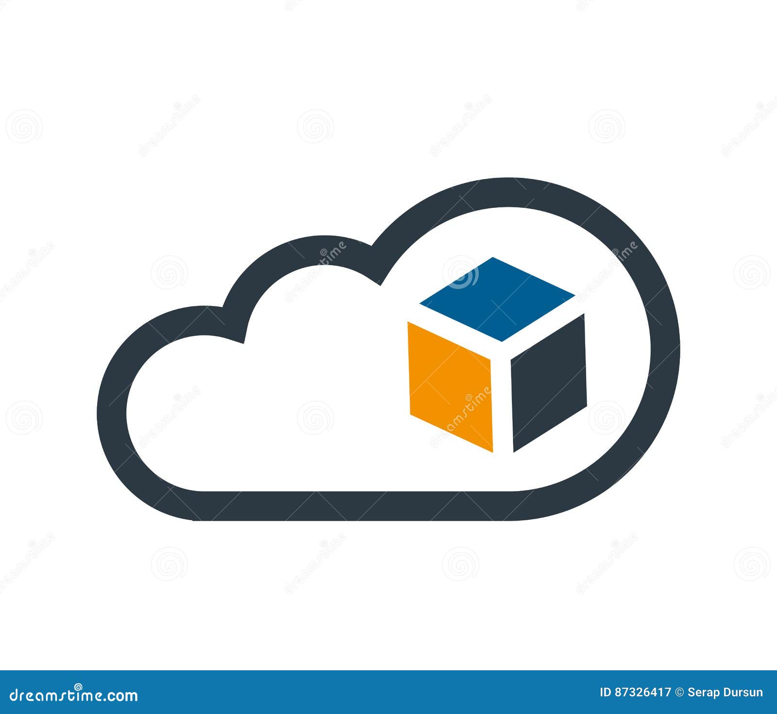 Cloud Computing and Cube stock vector. Illustration of isolated - 87326417