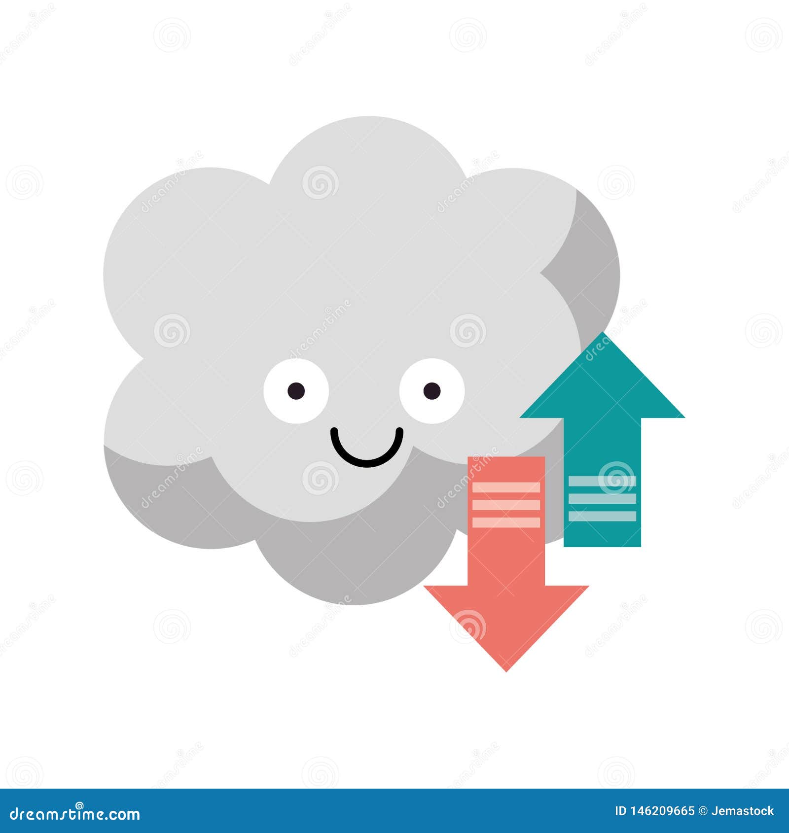 Cloud Computing Cute Cartoon Stock Vector - Illustration of mobile ...