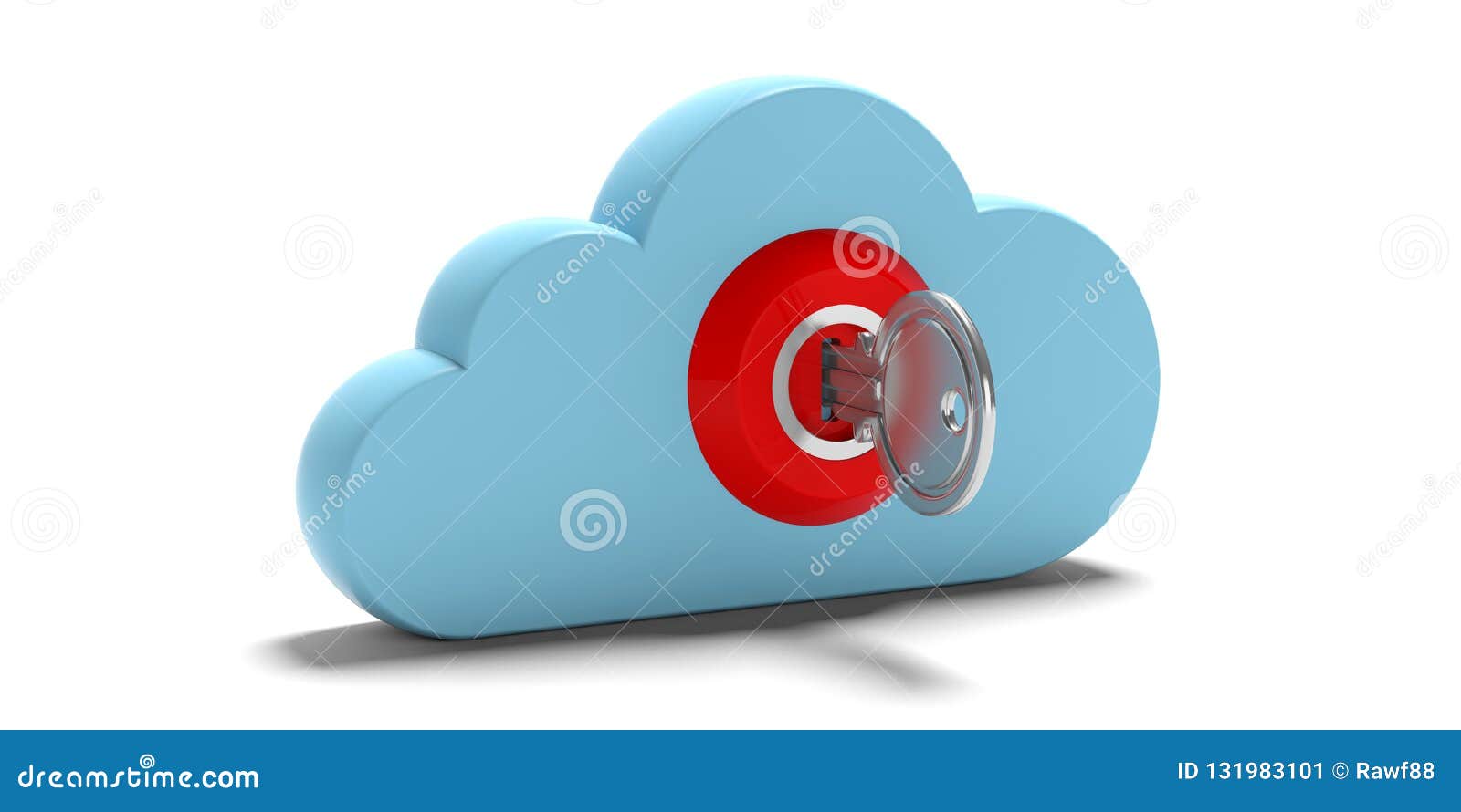 Cloud Computing Security. Blue Cloud and Keylock Isolated on White ...