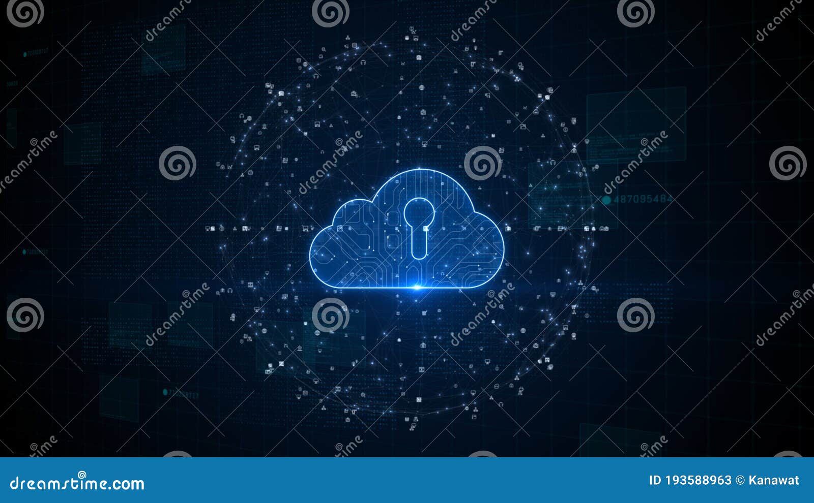 Cloud Computing Of Cyber Security Digital Data Network Protection High Speed Connection Data