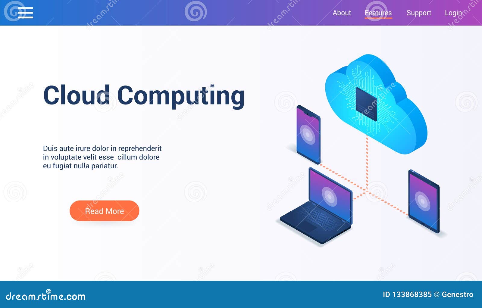 Cloud Computing 3d Lp Template2 Stock Vector - Illustration of idea ...