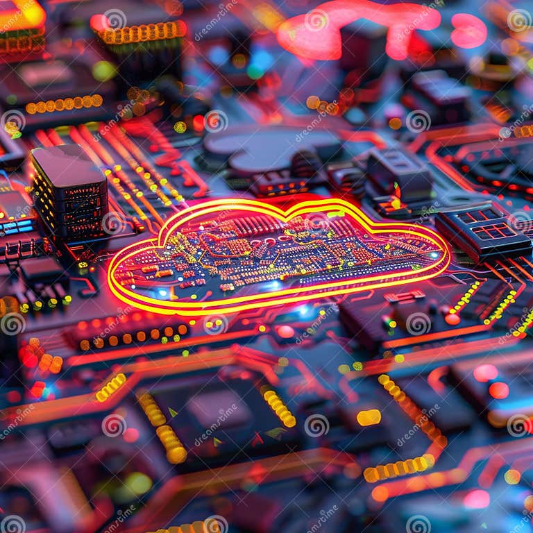 Cloud Computing 3D Render, Technology Network, Cloud Storage, Data Center, Digital ...