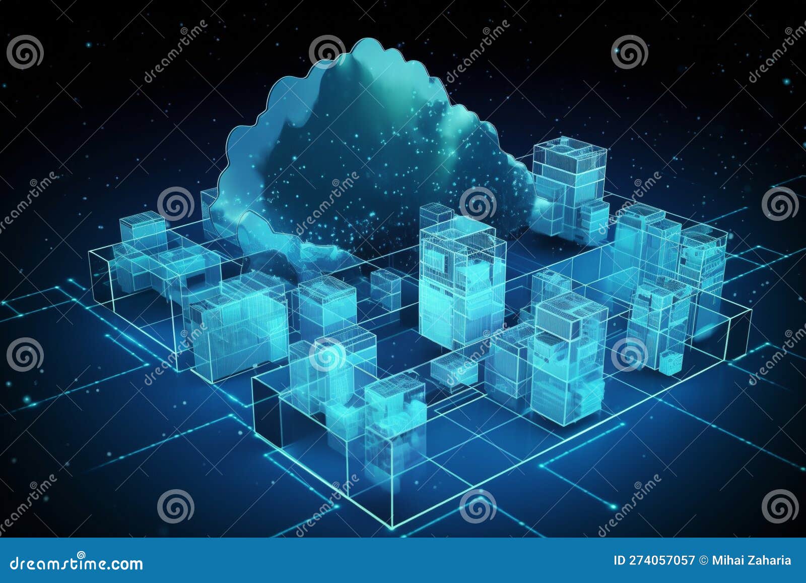 Cloud Computing Data Center. Conceptual Illustration. Generative AI ...