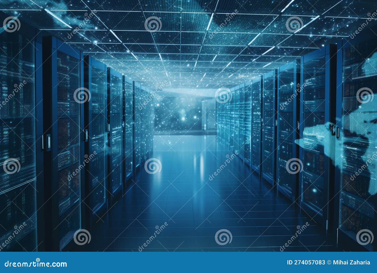 Cloud Computing Data Center. Conceptual Illustration. Generative AI ...