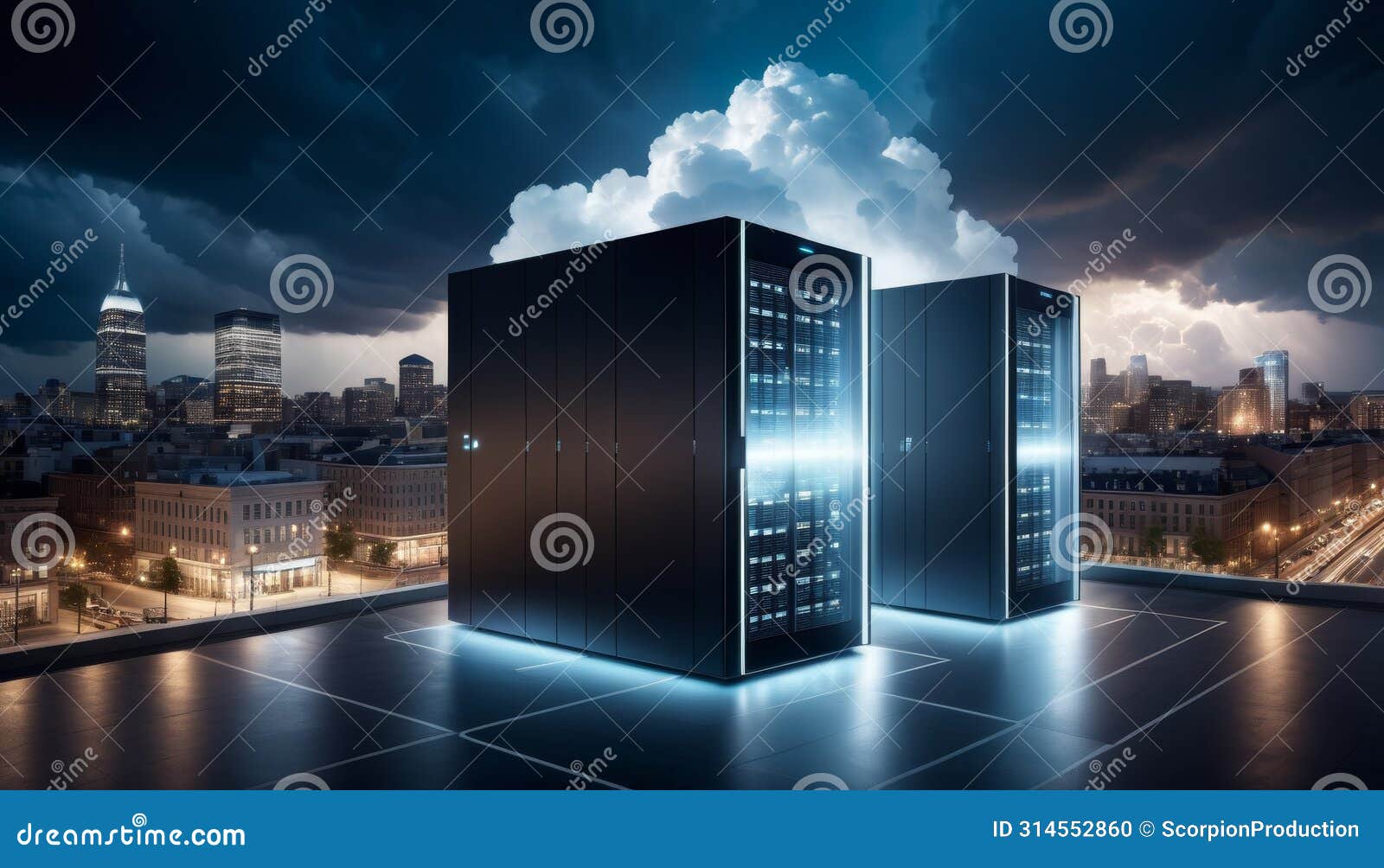 Cloud Computing Data Centers Stock Photo - Image of system, modern ...