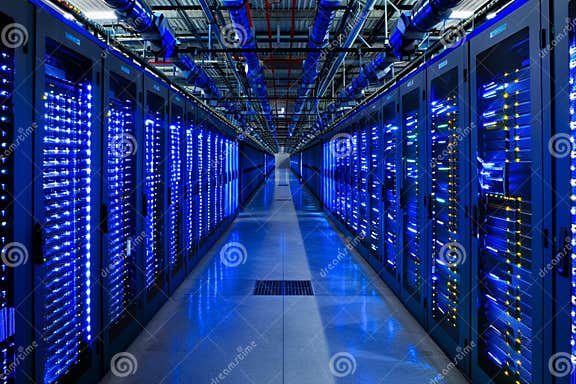 Cloud Computing Data Centers and Networked Computers Stock Illustration - Illustration of ...