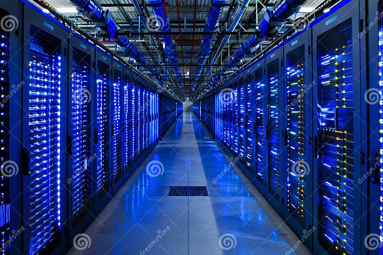 Cloud Computing Data Centers and Networked Computers Stock Illustration ...