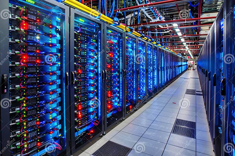 Cloud Computing Data Centers and Networked Computers Stock Illustration - Illustration of ...