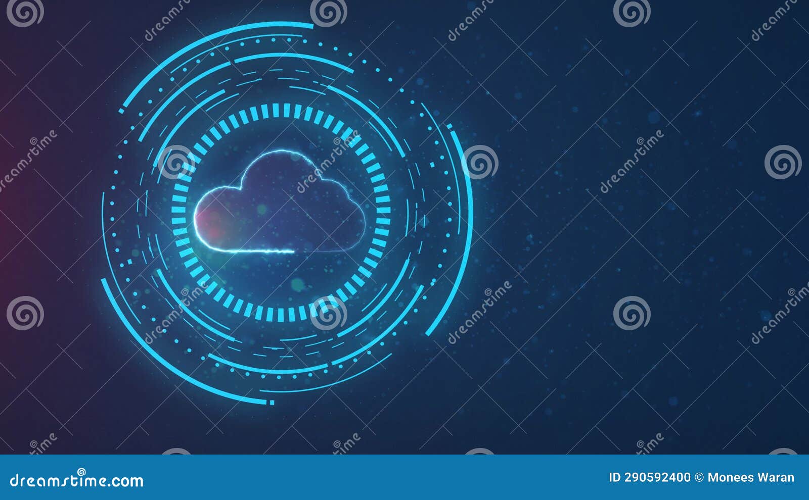 Cloud Computing Data Fiber and Circle Line HUD Technological Glowing ...