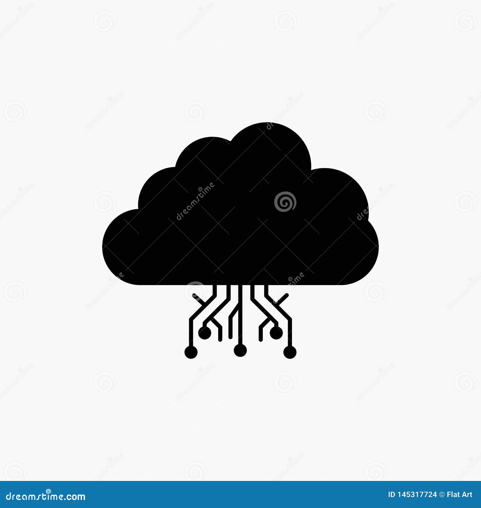 Cloud Computing Data Hosting Network Glyph Icon Vector Isolated Illustration Stock Vector