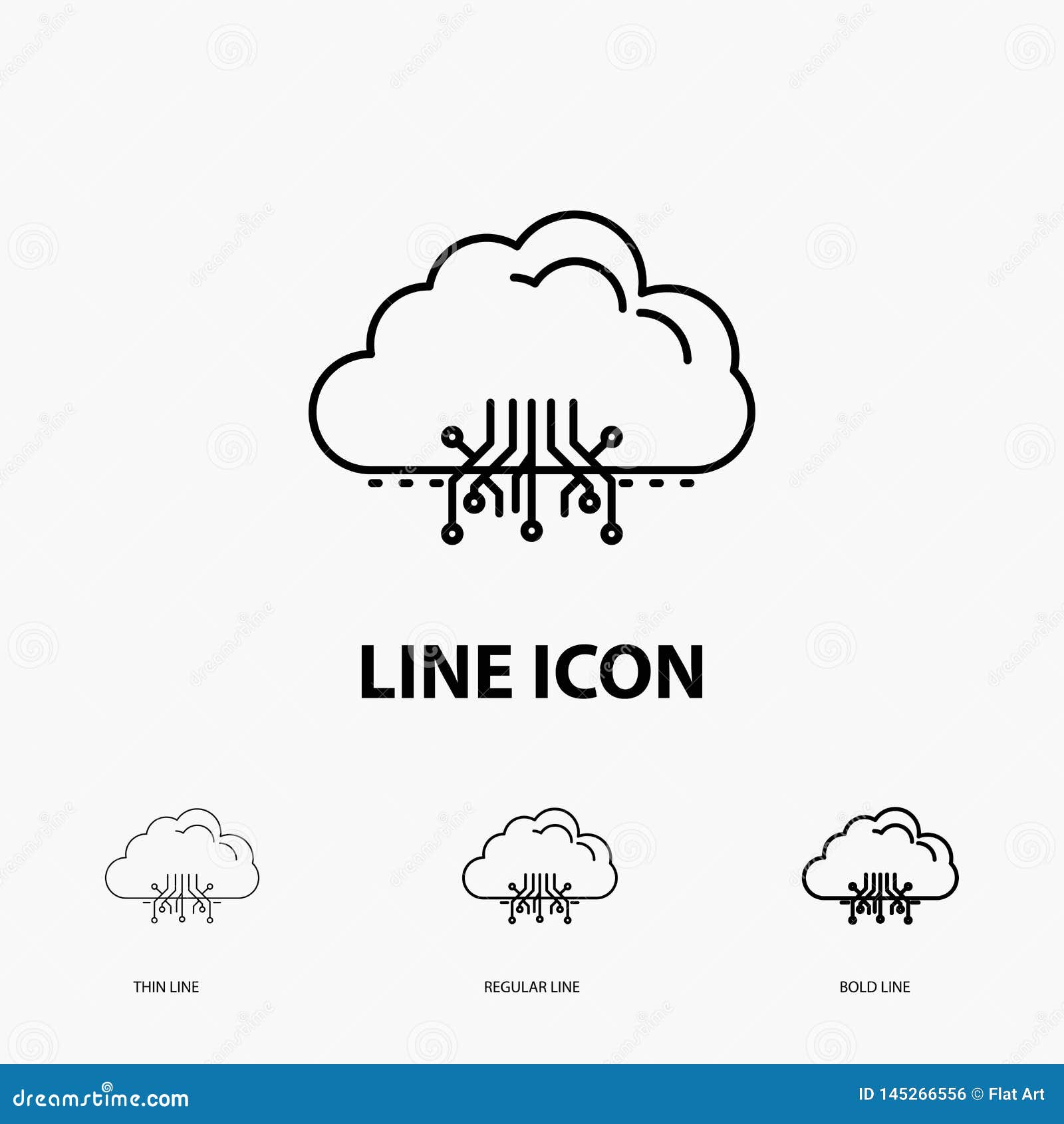 Cloud, Computing, Data, Hosting, Network Icon in Thin, Regular and Bold Line Style. Vector ...