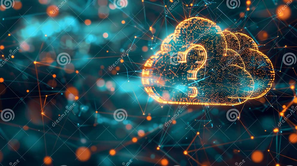 Cloud Computing and Data Security Concept Cloud Symbol with Question Mark on Abstract Background ...