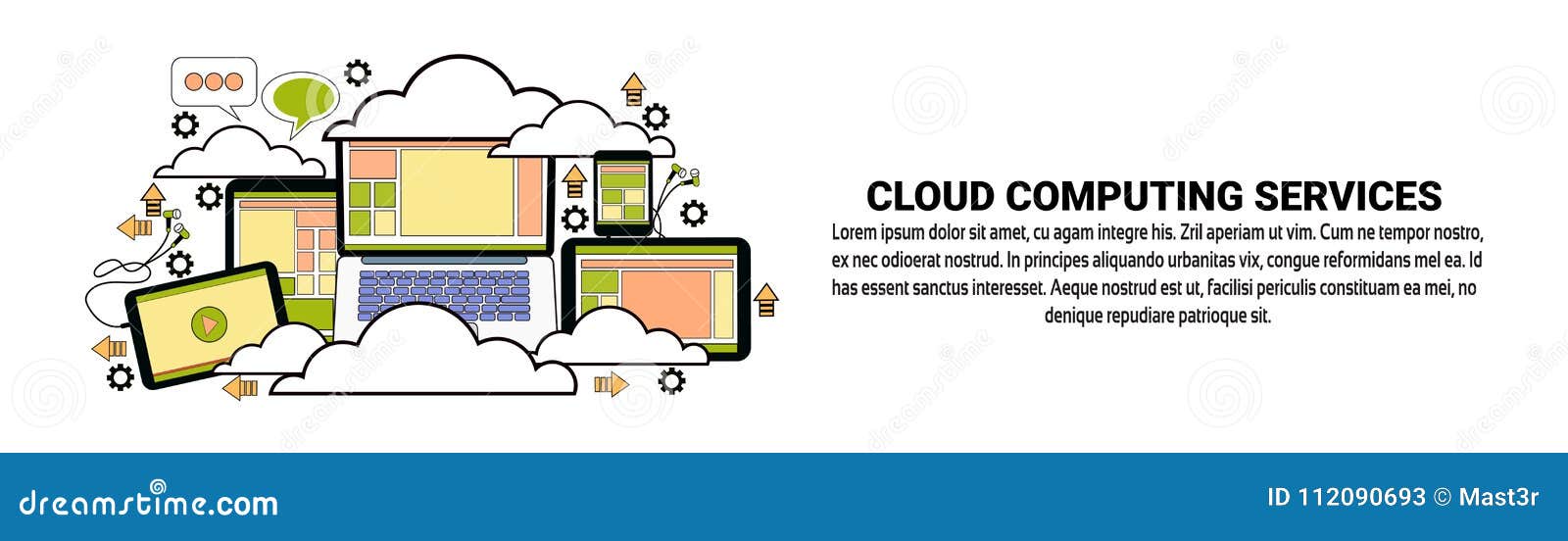 Cloud Computing Data Storage Concept Horizontal Banner with Copy Space ...