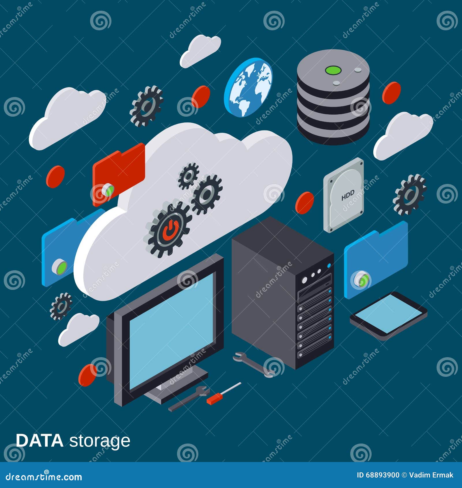Cloud Computing, Data Storage, Electronic Equipment Illustration Stock ... Cloud Computing, Data Storage, Electronic Equipment Illustration Stock ...