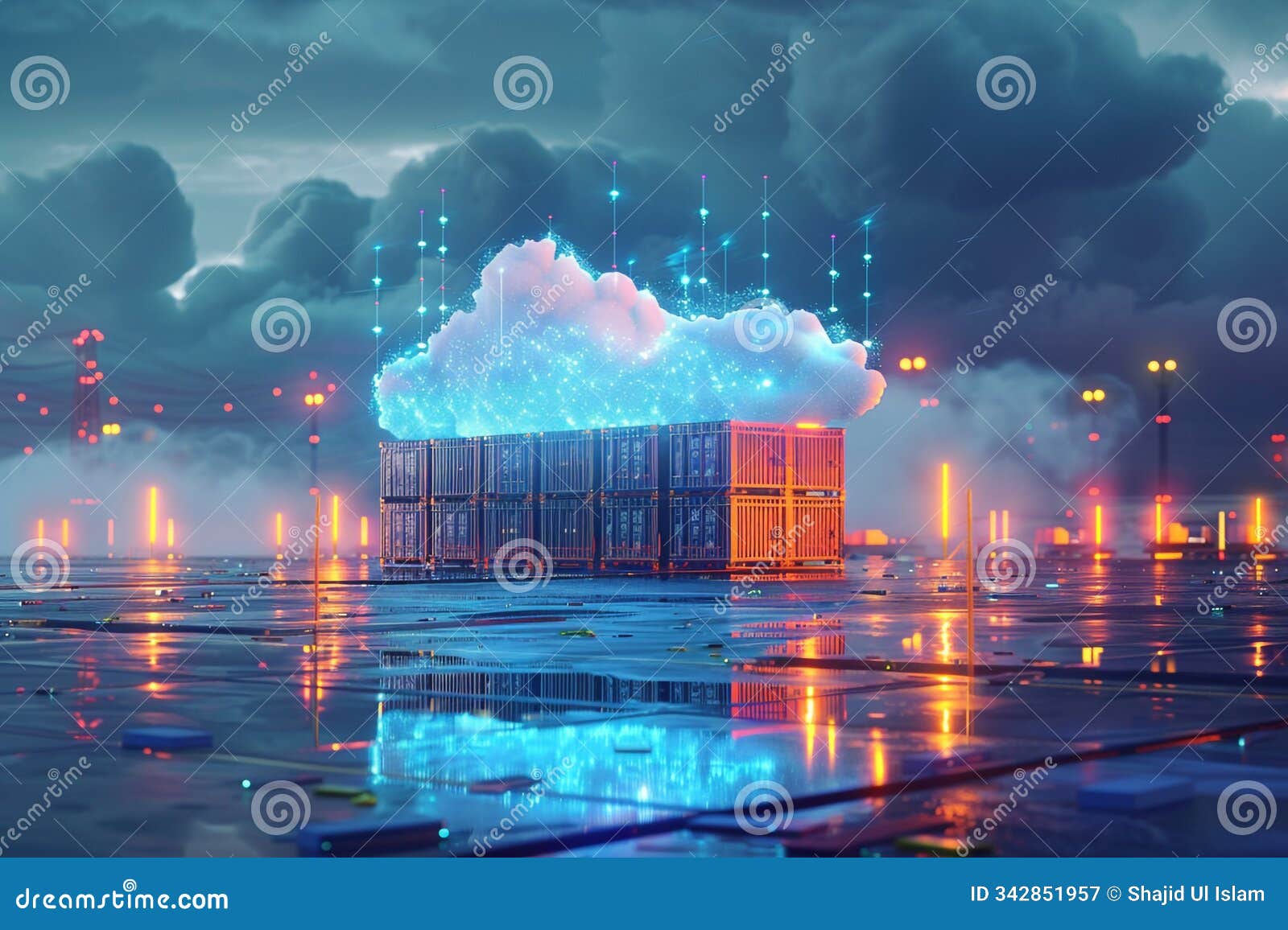 Cloud Computing and Data Storage Stock Illustration - Illustration of ...
