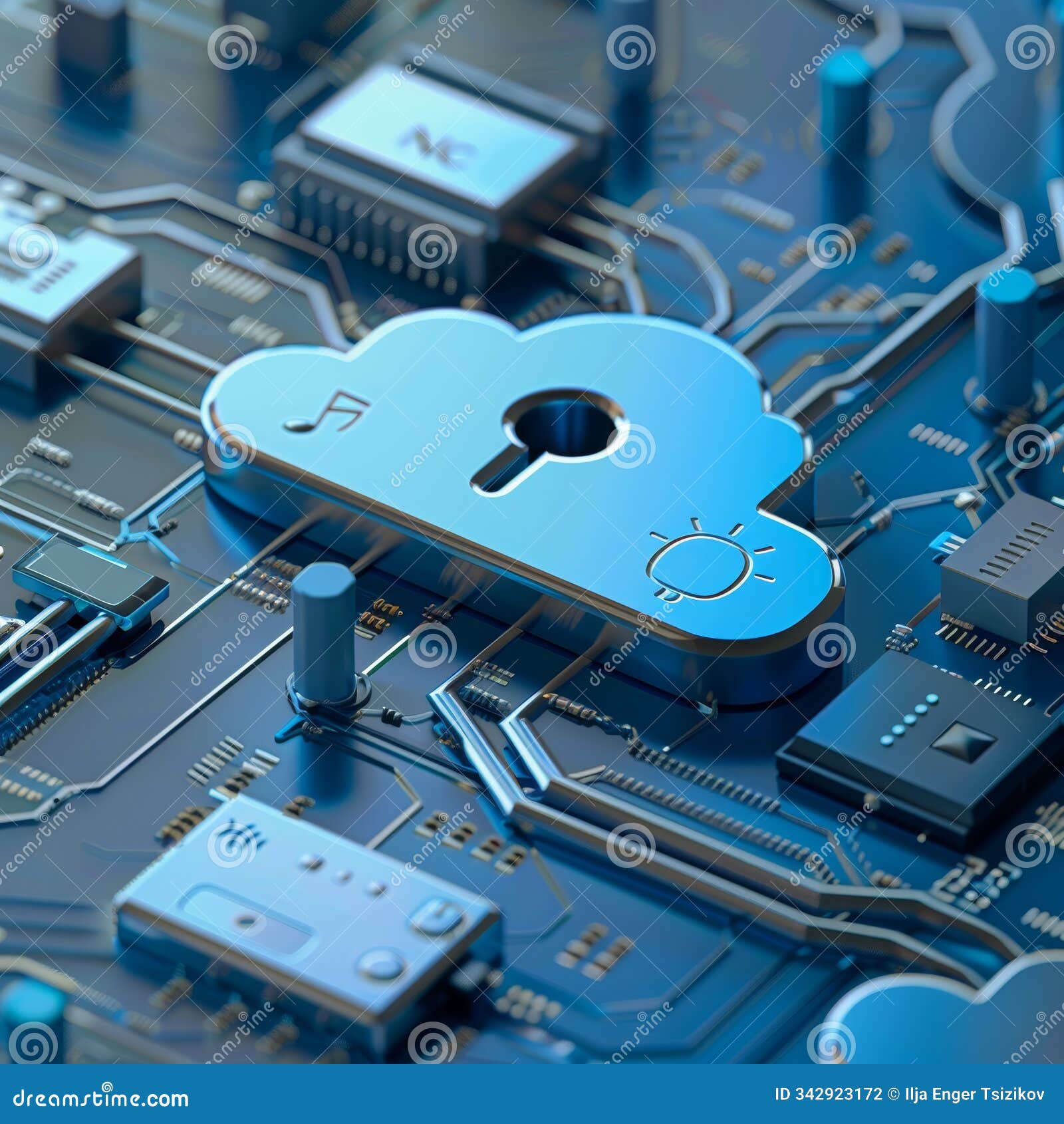 Lock On Circuit Pattern. Concept Of Data Security And Cybersecurity. AI ...