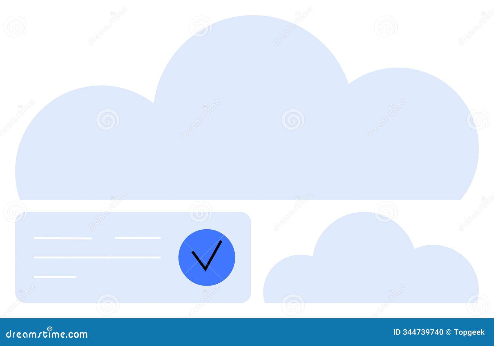 Cloud Computing And Data Synchronization Concept With Check Mark Stock Illustration