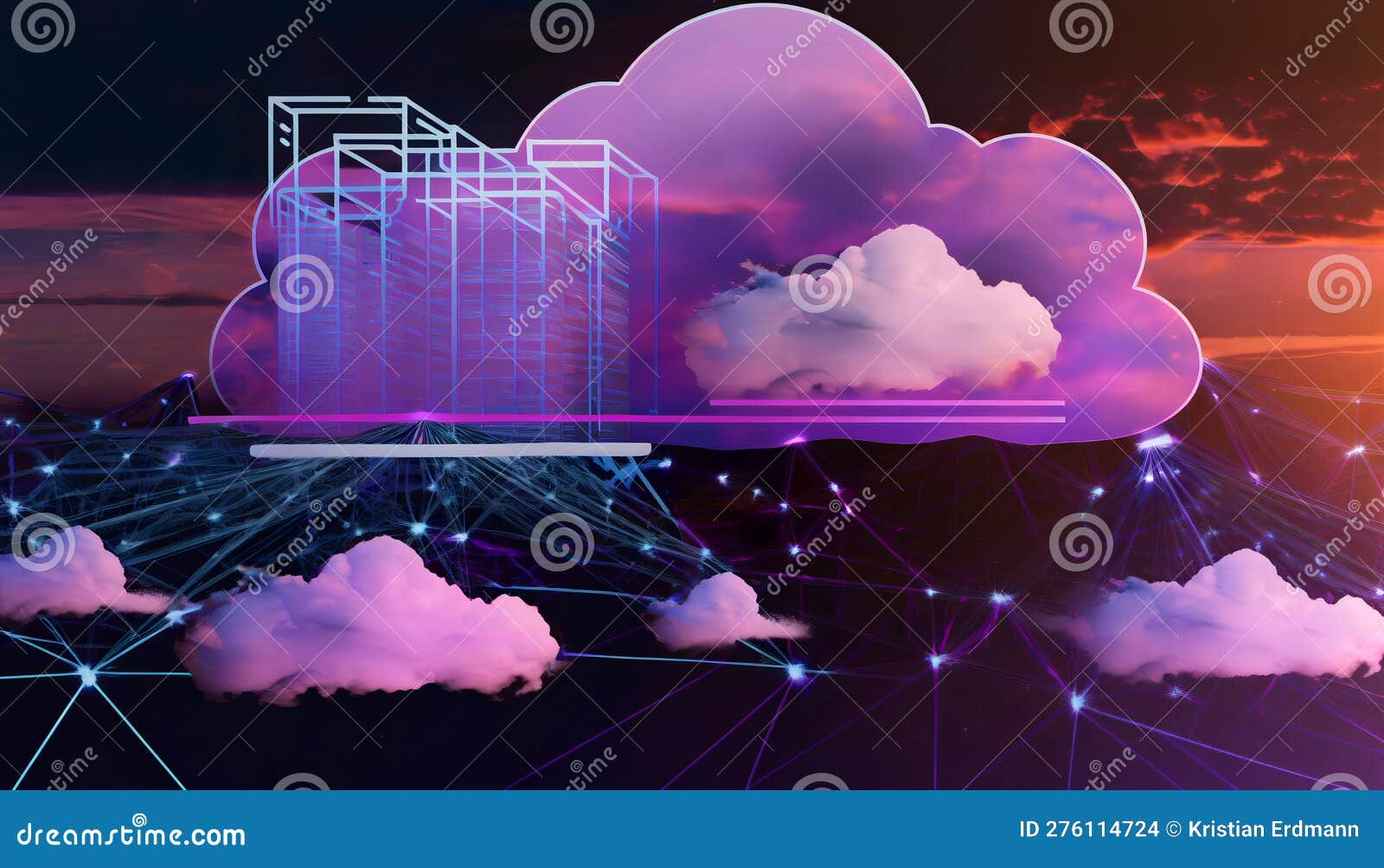 Cloud Computing Data Transfer Network Stock Illustration - Illustration ...