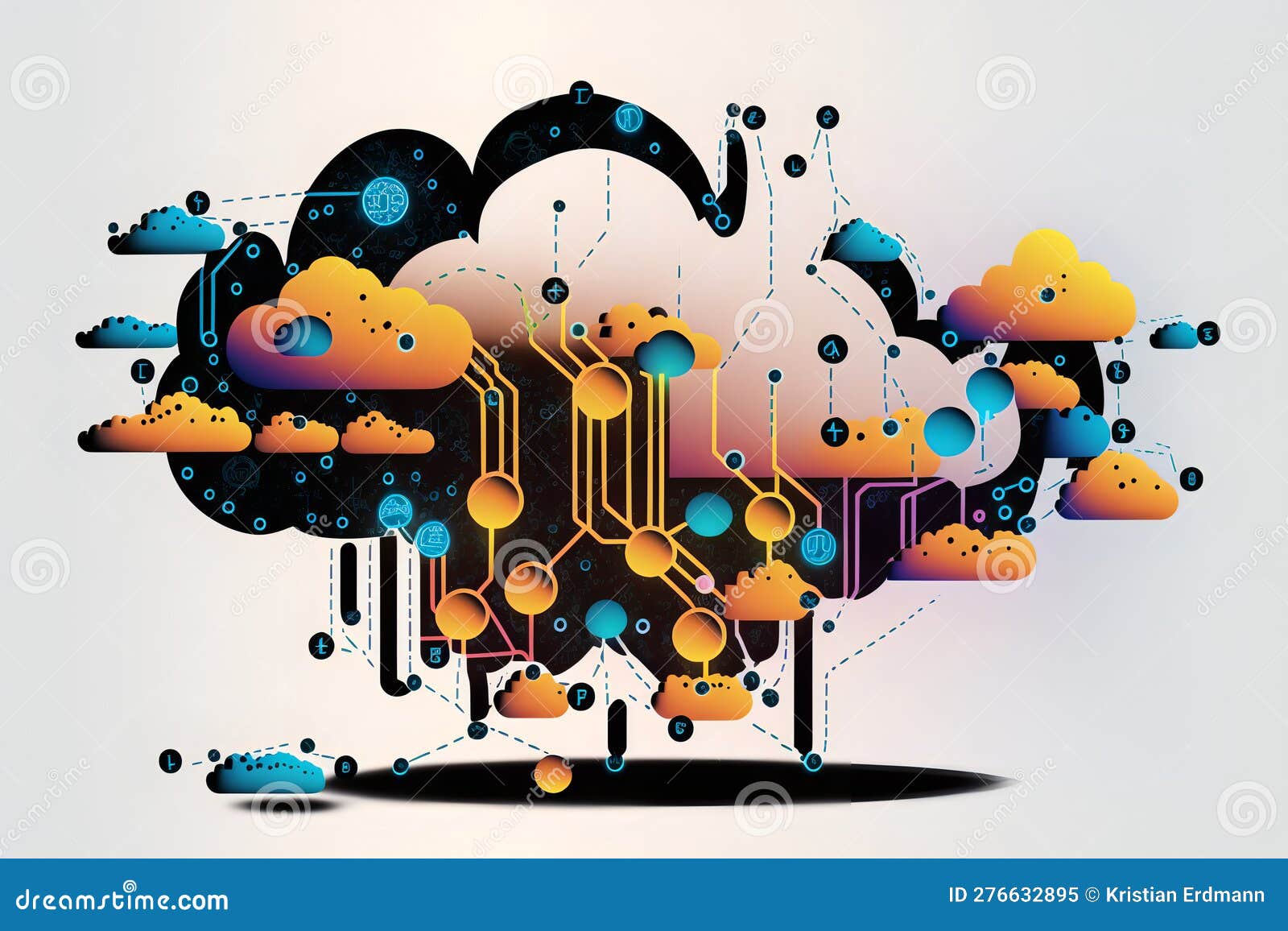 Cloud Computing Data Transfer Network Stock Illustration - Illustration ...