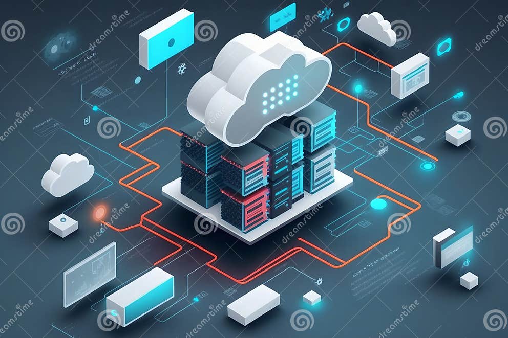 Cloud Computing Data Transfer Network Stock Illustration - Illustration ...
