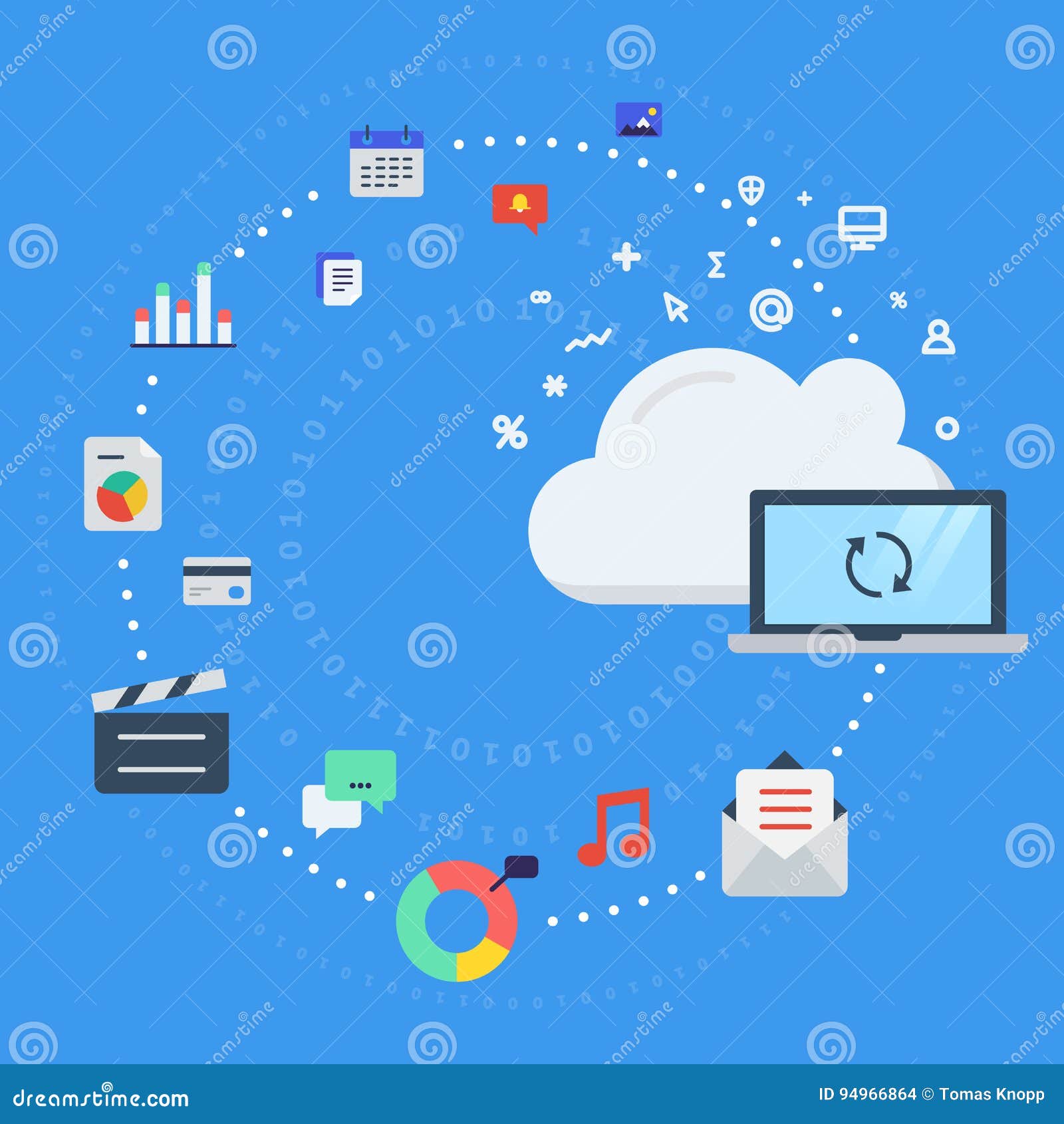 Cloud Computing Data Transfer And Synchronization Stock Vector