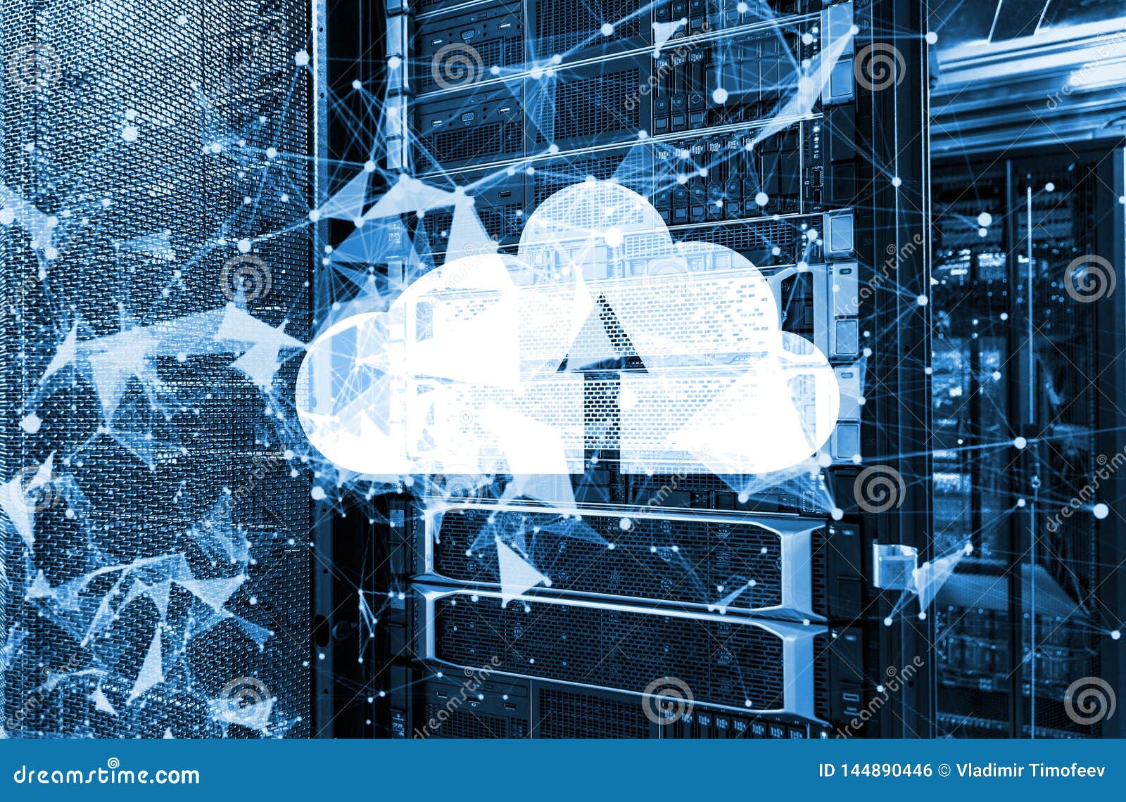 Cloud Computing Database Design with Neon Plexus Ton and Cloud Icon 3d ...