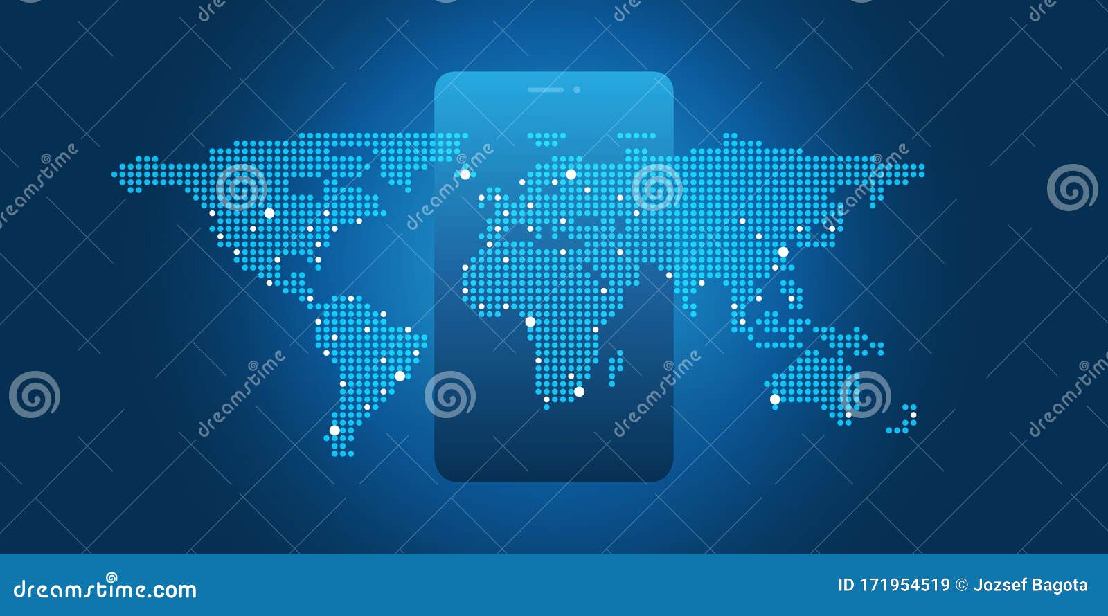 Cloud Computing Design Concept with World Map and Mobile Device ...