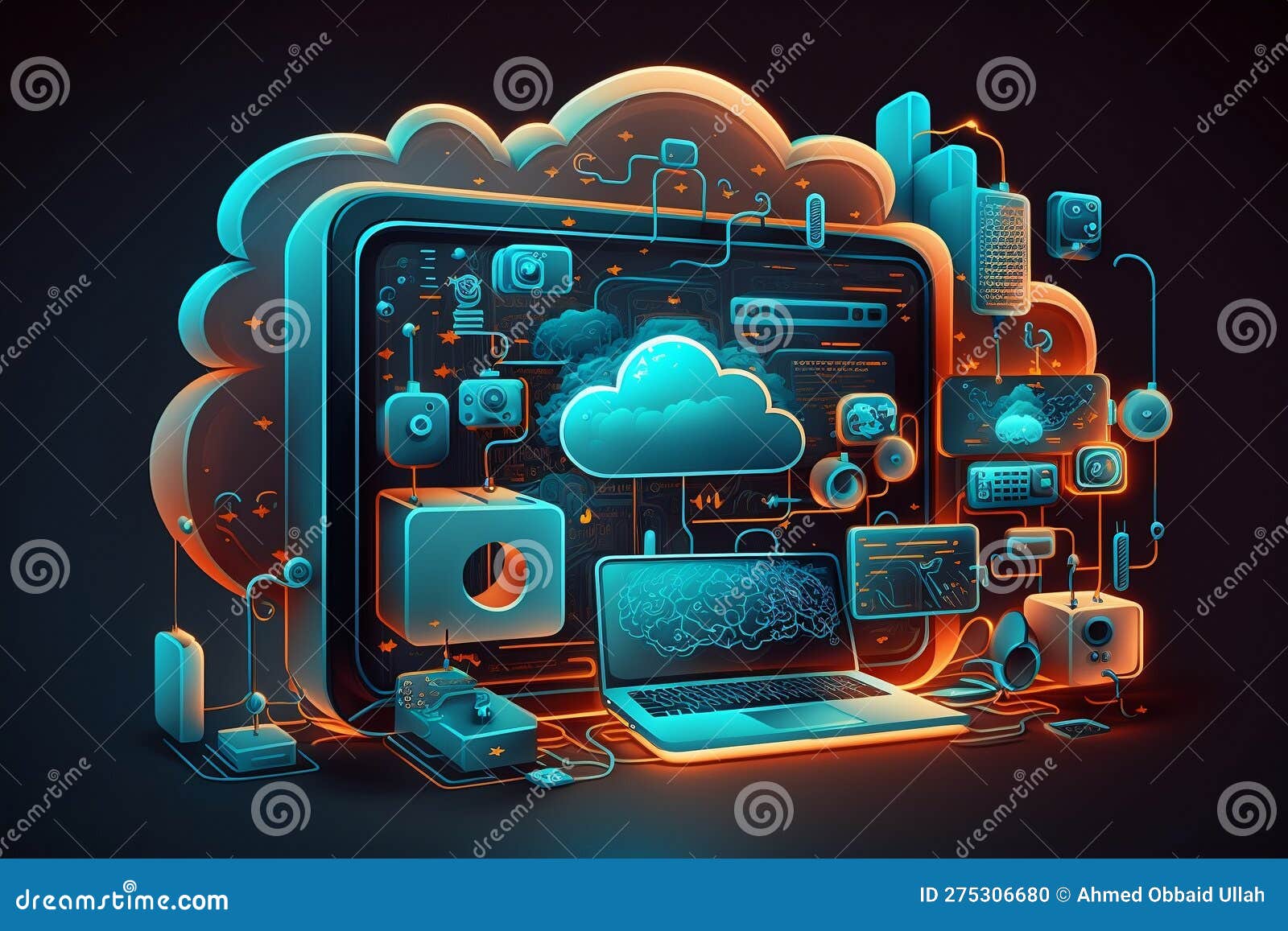 Cloud Computing: Devices and Connections, Generative Ai Stock ...