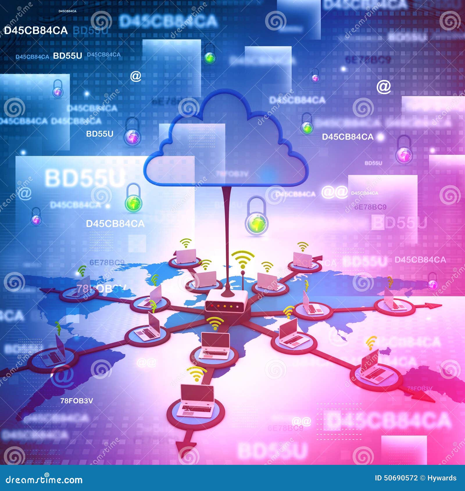 Cloud computing devices stock illustration. Illustration of secure ...