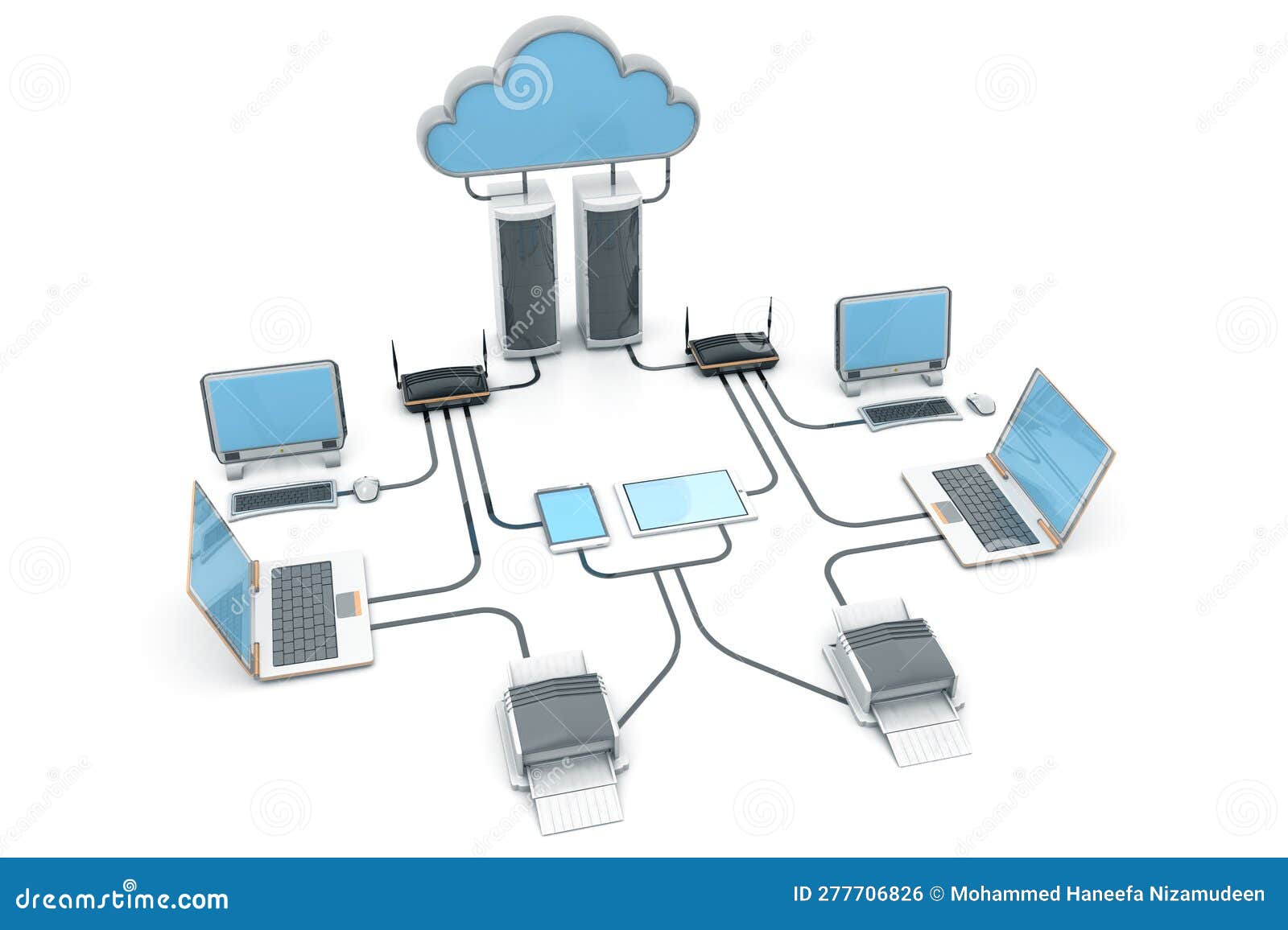 Cloud computing devices stock illustration. Illustration of cloud ...