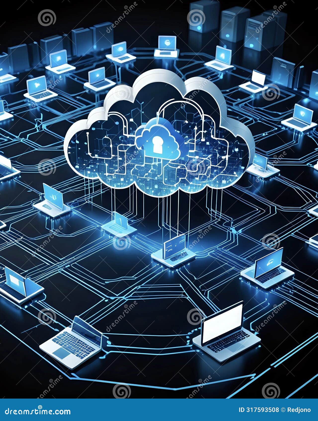 Cloud Computing Concept Graphic Design Stock Illustration - Illustration of lock, padlock: 317593508