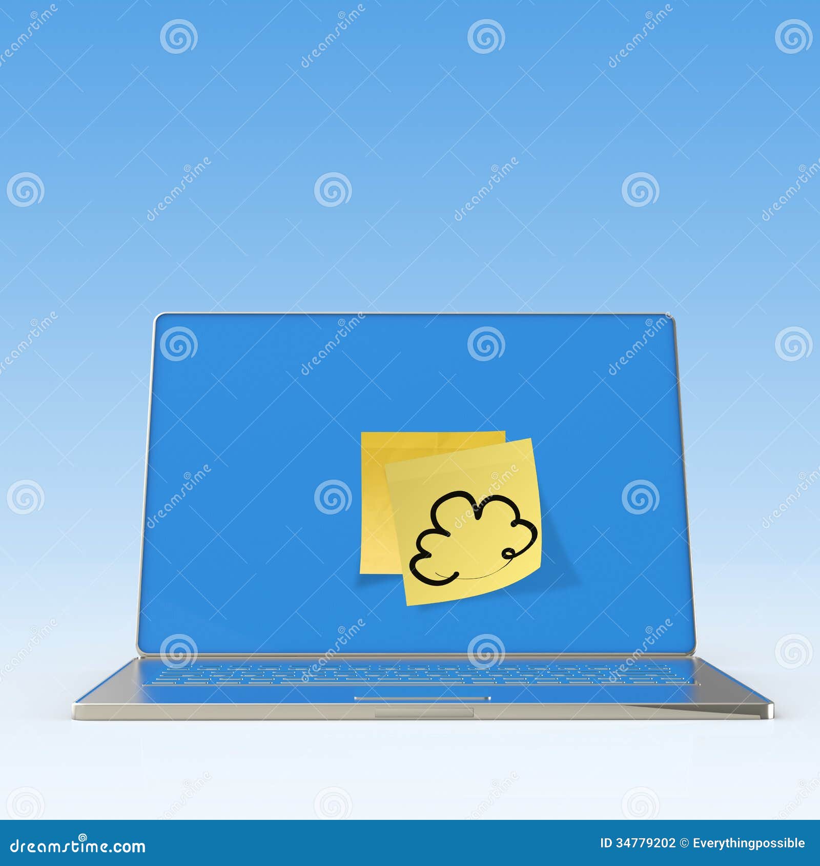 Cloud Computing Diagram on Sticky Note with Laptop Stock Photo - Image ...