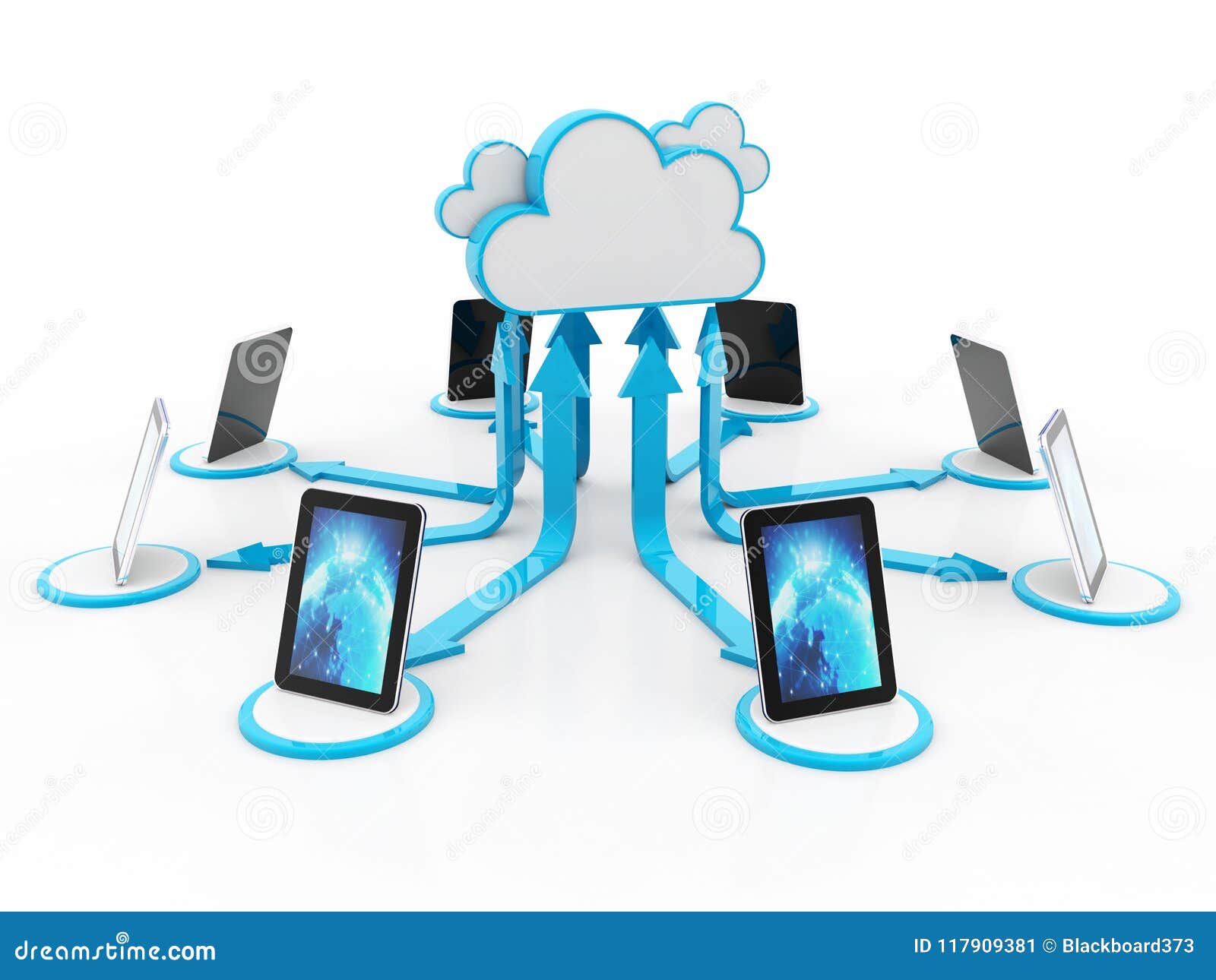 Cloud Computing Concept Cloud Network 3d Rendering Stock Image