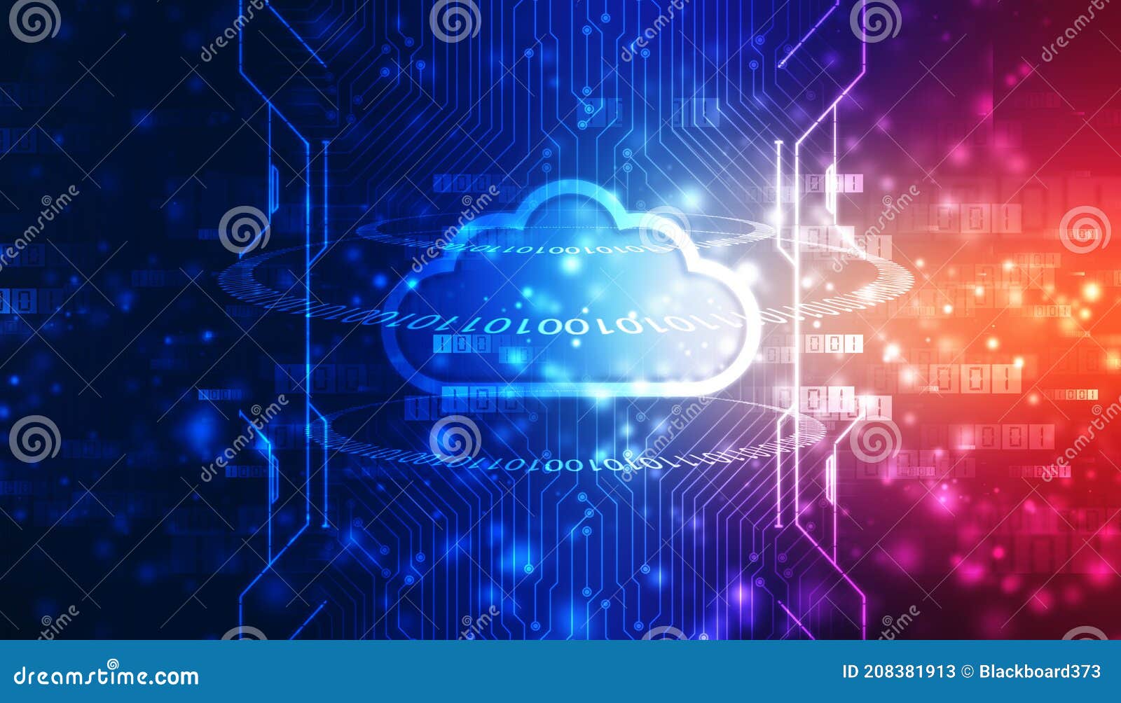 Cloud Computing, Digital Cloud Computing Concept Background. Cyber Technology, Internet Data ...