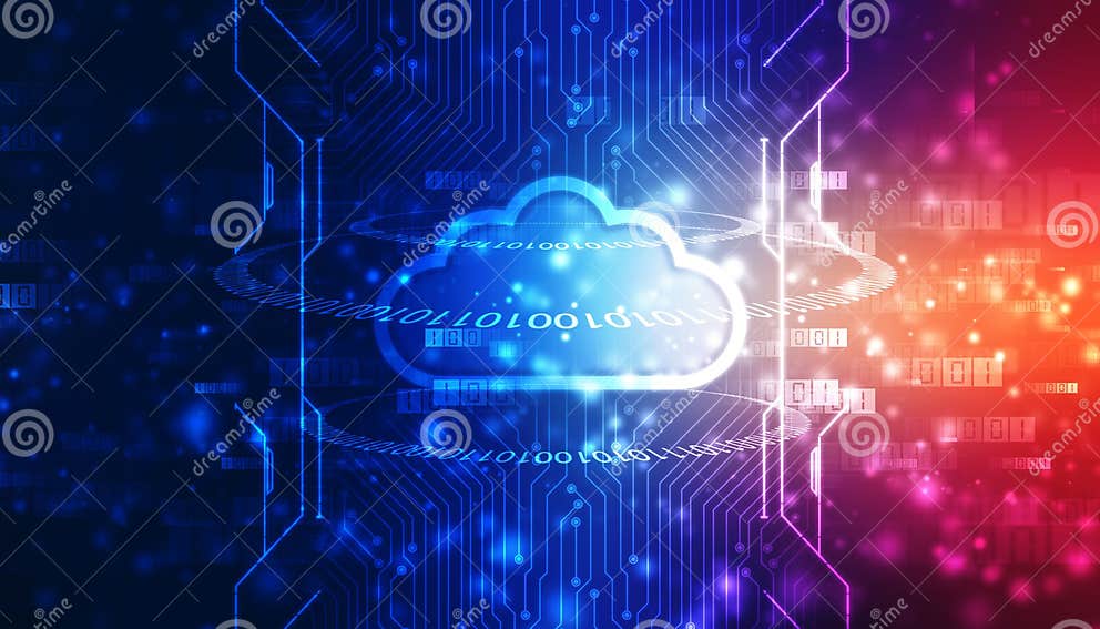 Cloud Computing, Digital Cloud Computing Concept Background. Cyber Technology, Internet Data ...
