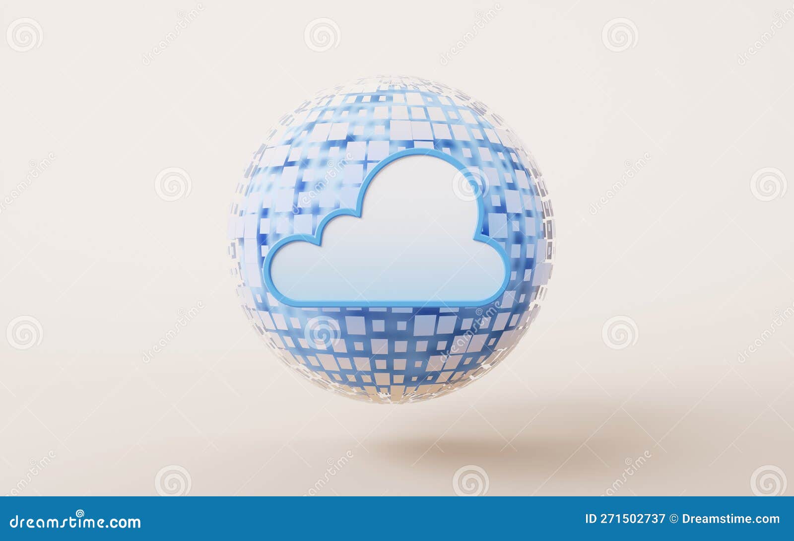 Cloud Computing with Digital Sphere, 3d Rendering Stock Illustration ...