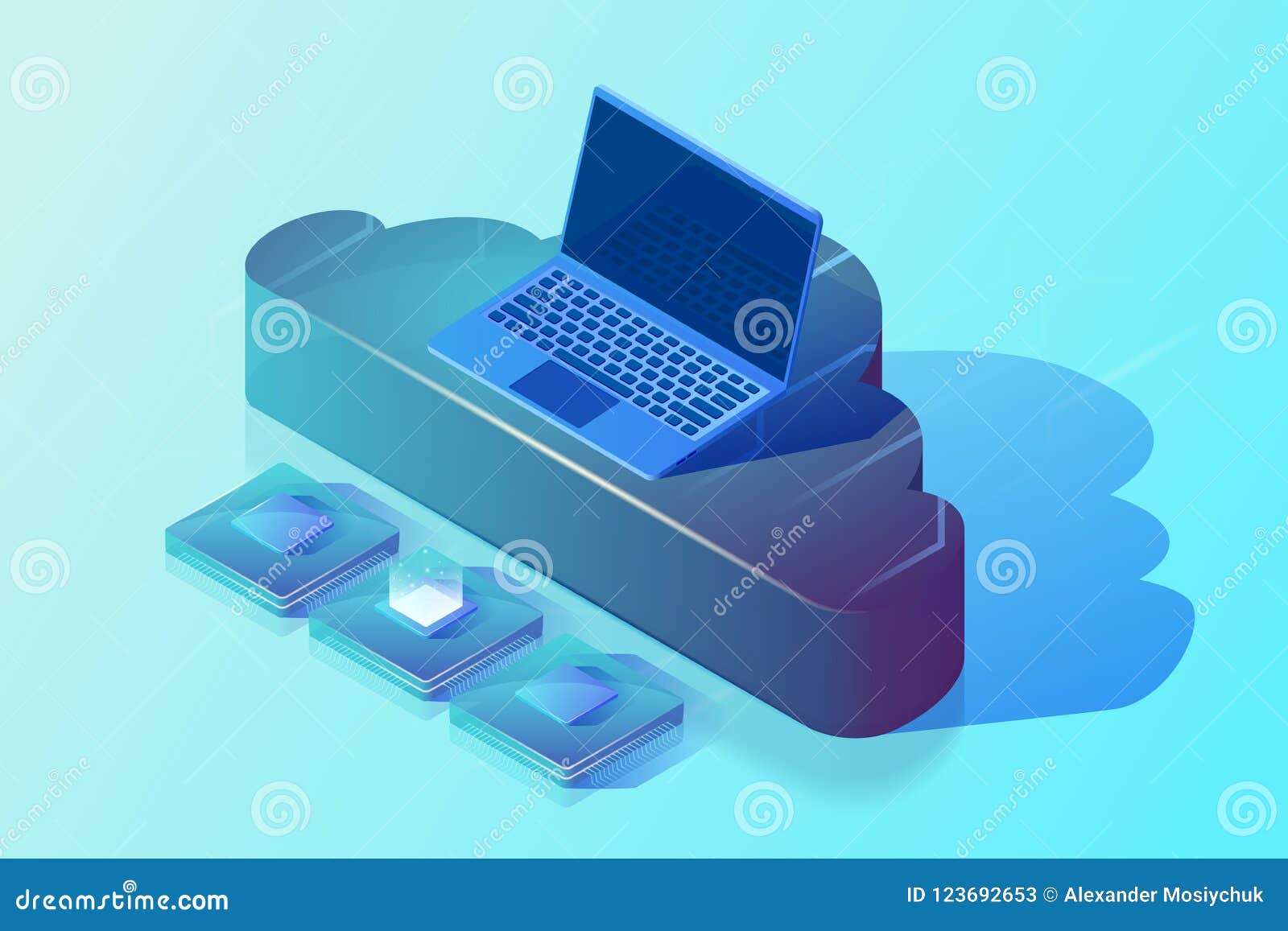 Cloud Computing and Digital Storage. Isometric Vector Illustration Stock Vector - Illustration ...