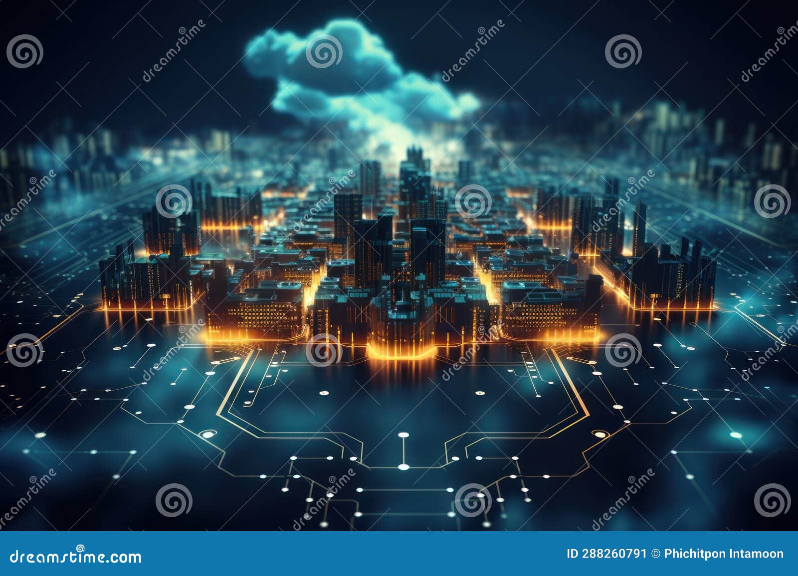 Cloud Computing for Digital Storage and Transfer Big Data on Internet. Futuristic Stock ...