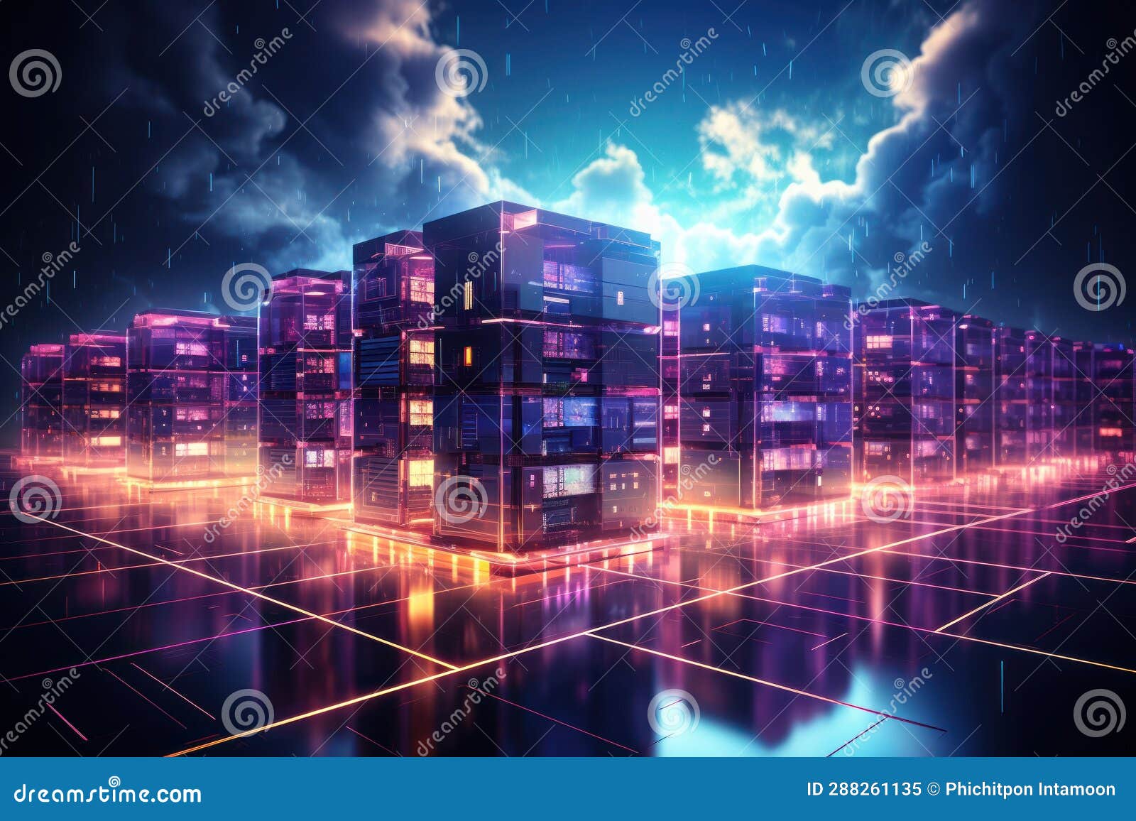 Cloud Computing for Digital Storage and Transfer Big Data on Internet. Futuristic Stock ...