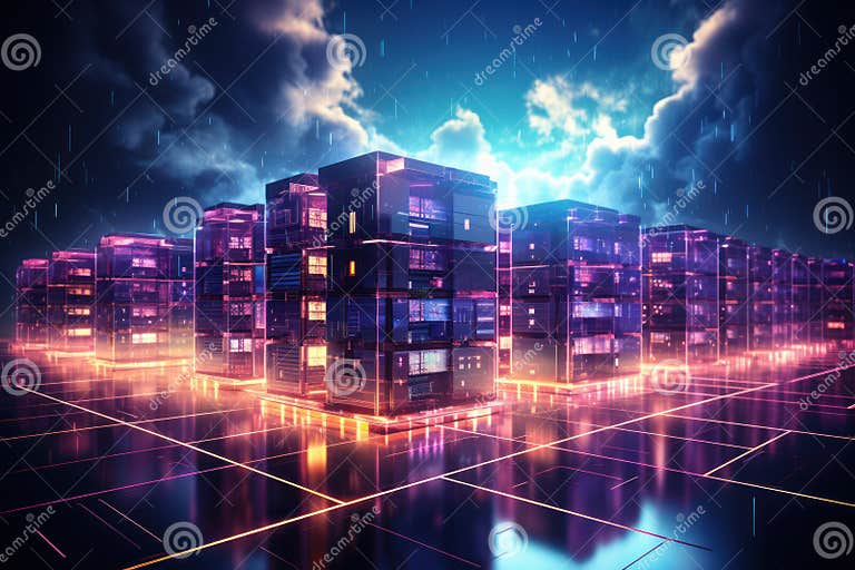 Cloud Computing for Digital Storage and Transfer Big Data on Internet. Futuristic Stock Image ...