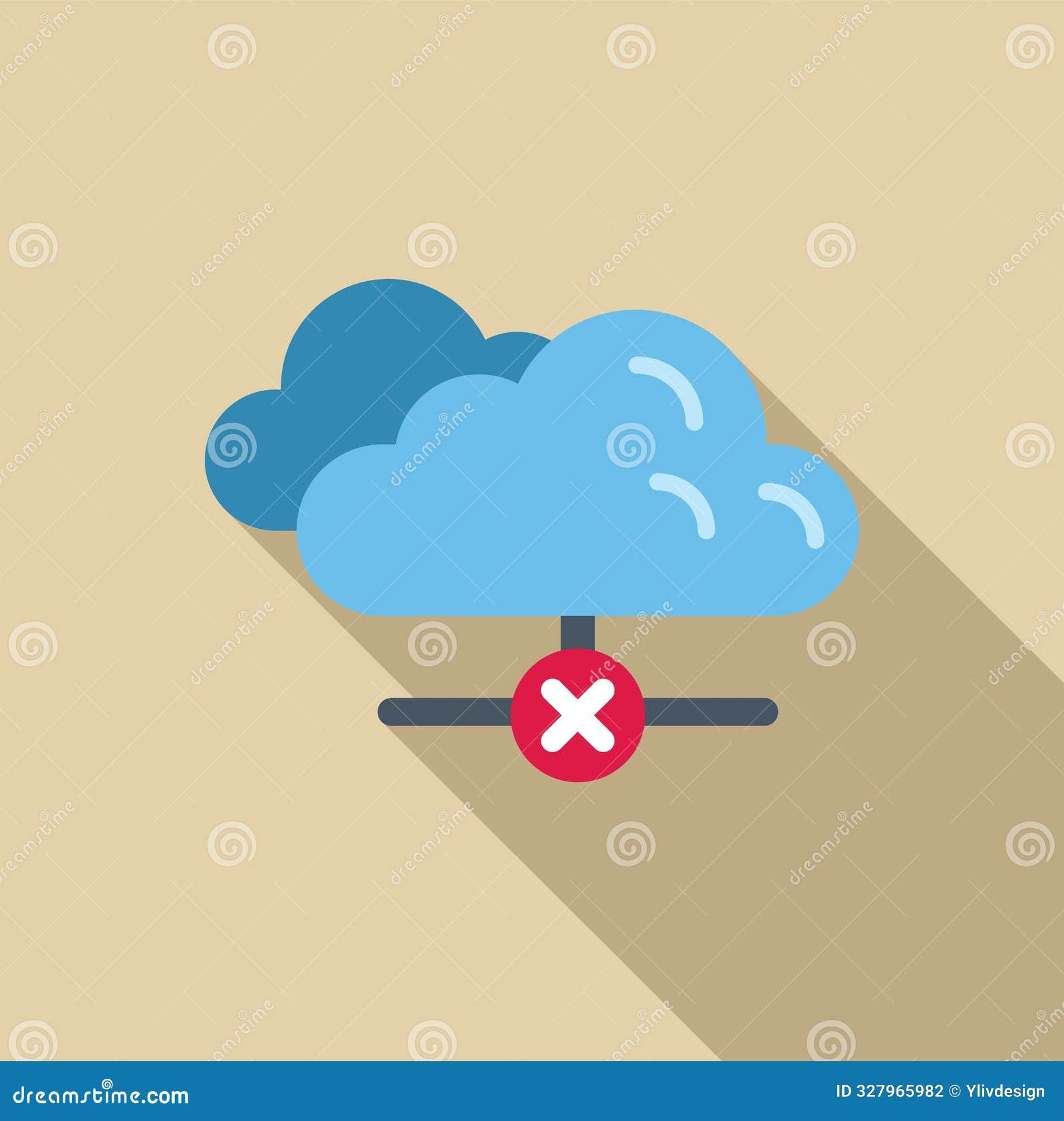 Cloud Computing Disconnecting with Red Cross Mark Icon Showing Loss of ...