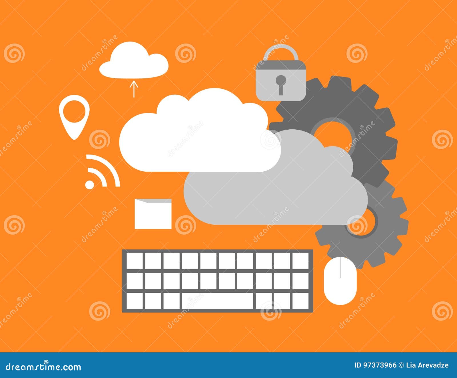 Cloud Computing Elements Concept. Devices Connected To the Cloud with ...