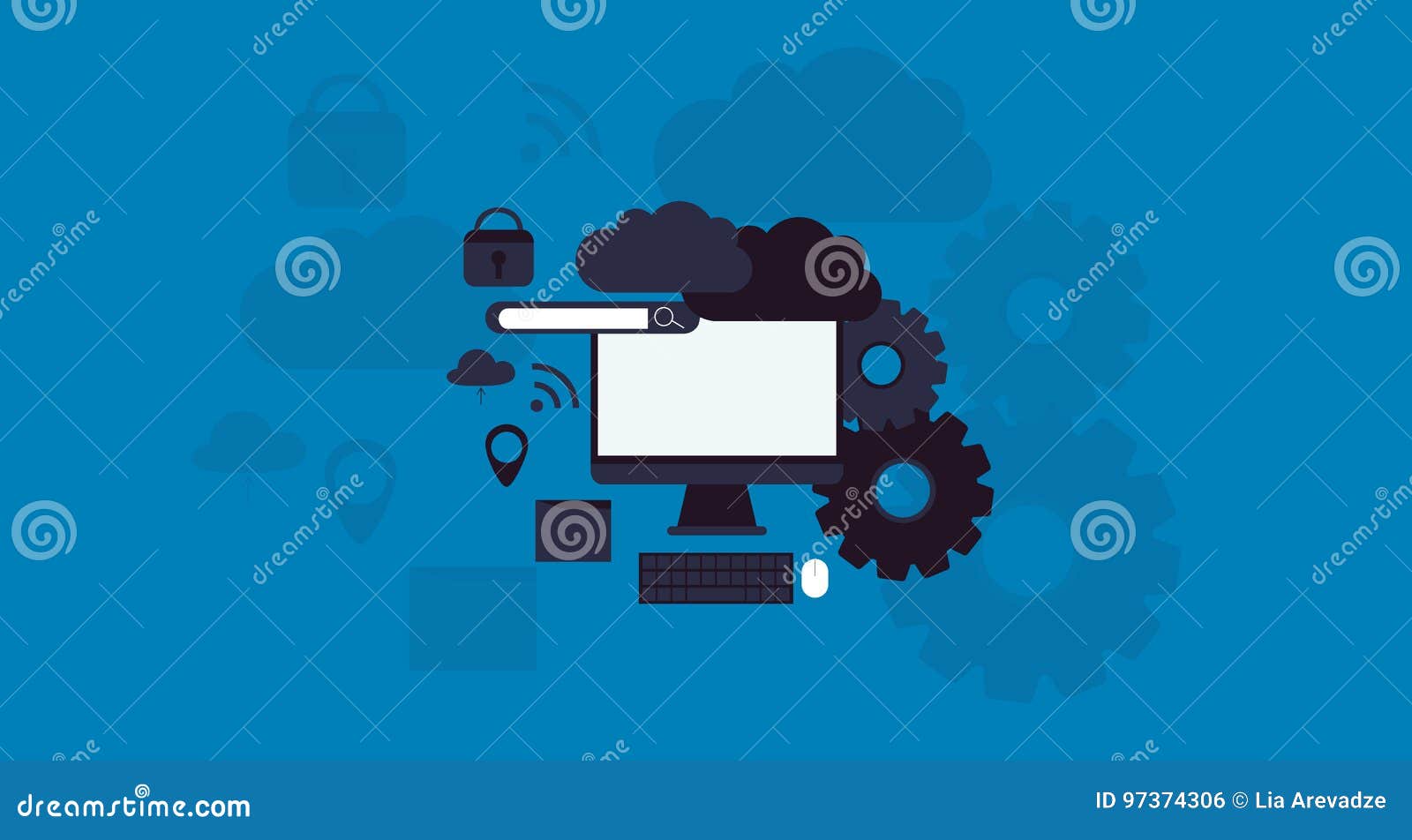 Cloud Computing Elements Concept. Devices Connected To the Cloud with ...